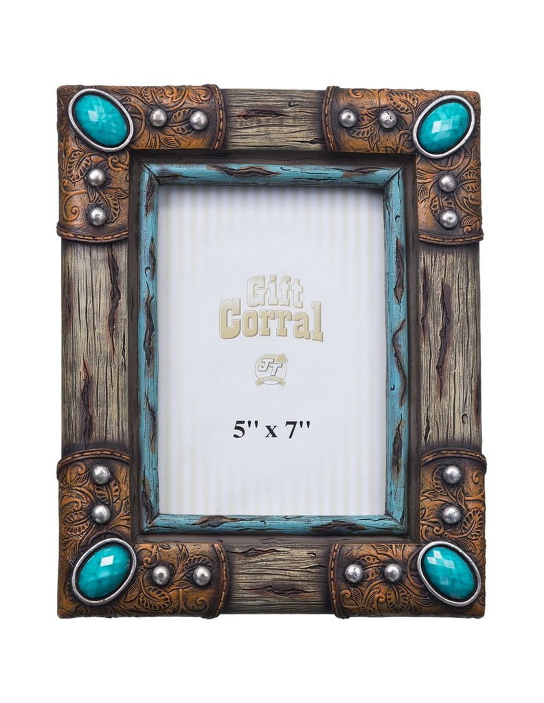 Tough-1 Western Photo Frame Wood Look 5" x 7" Brown Turq 87-2168 ...