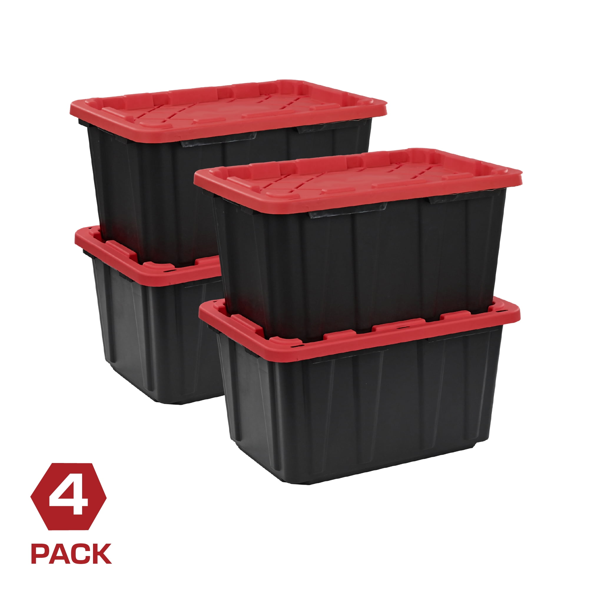 Tough Box 27 Gallon Large Plastic Storage Container with Snap-On Lid ...