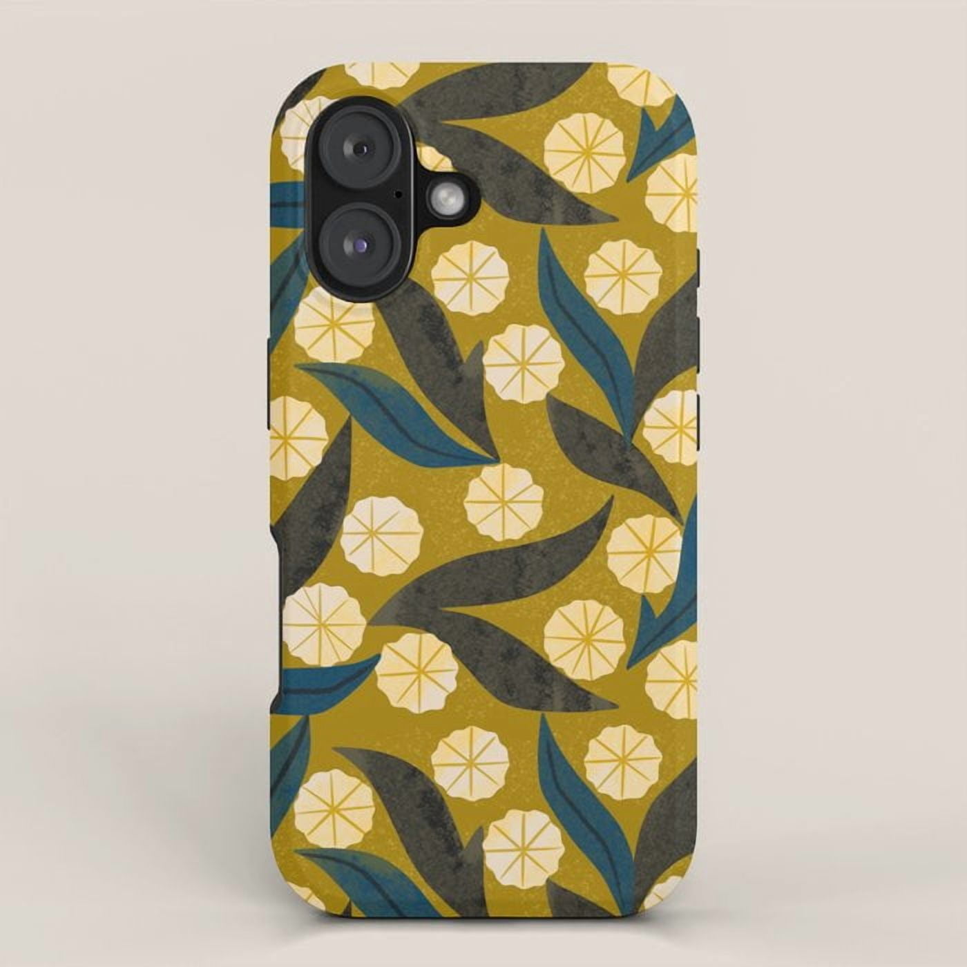 Tough Case Compatible with Apple iPhone Series, Gold Floral Design ...