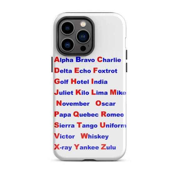 Tough Case for iPhone® NATO Phonetic Alphabet (iPhone 14 Pro Max ...