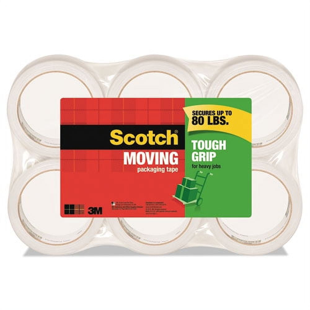 Tough Grip Moving Packaging Tape, 3" Core, 1.88" X 54.6 Yds, Clear, 6 ...