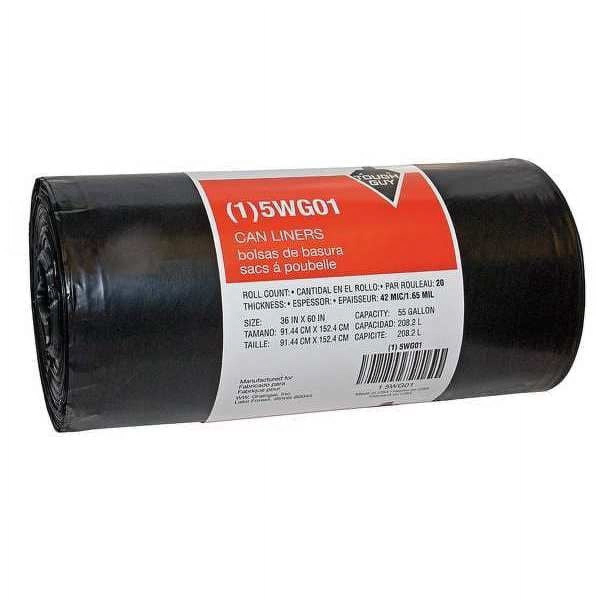 TOUGH GUY Plastic Garbage Roll, Super Heavy Weight Trash Bags, 55 gal ...