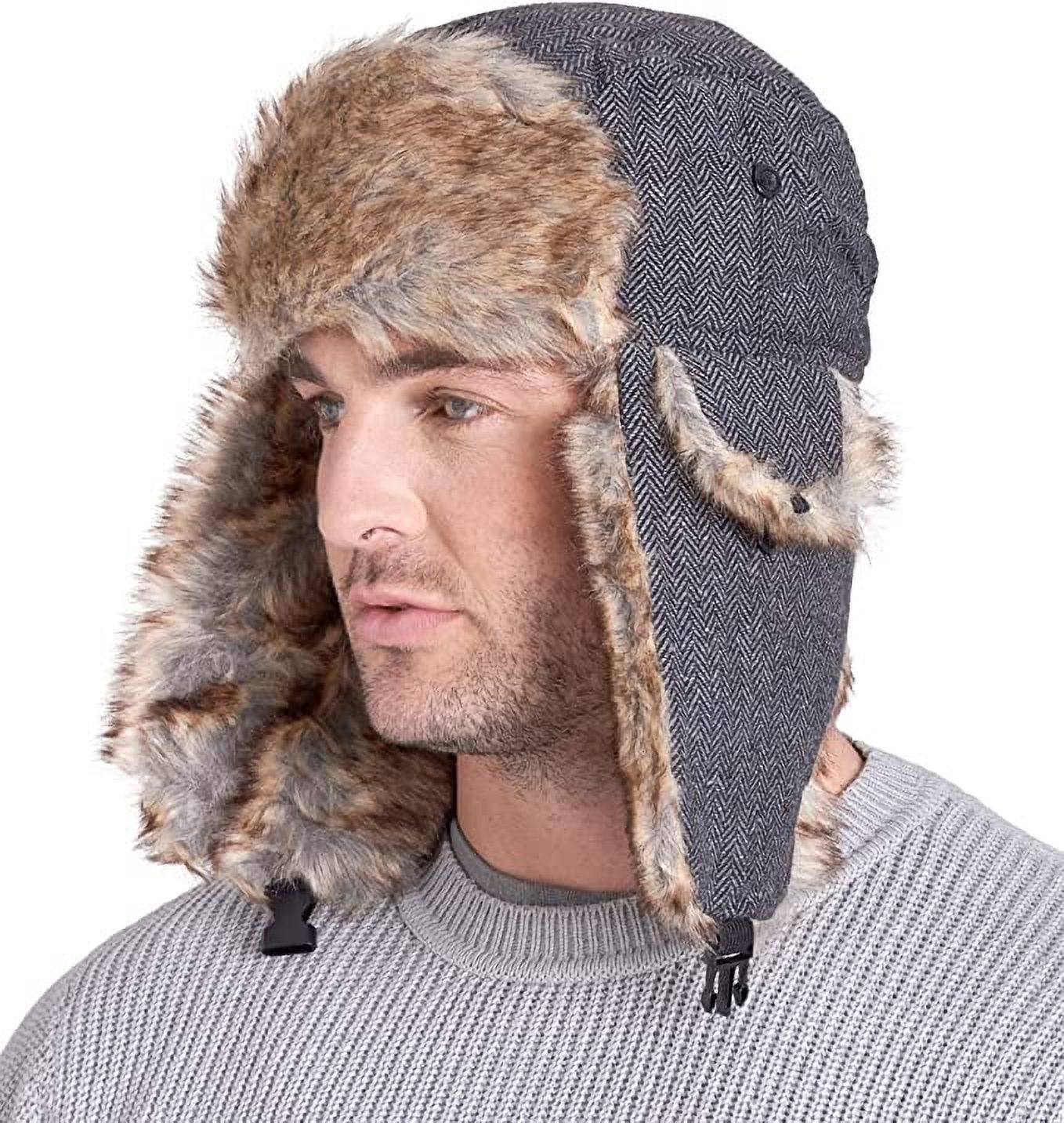 Winter Hat Men Women Pilot Aviator Bomber Trapper Hat Faux Fur Leather ...