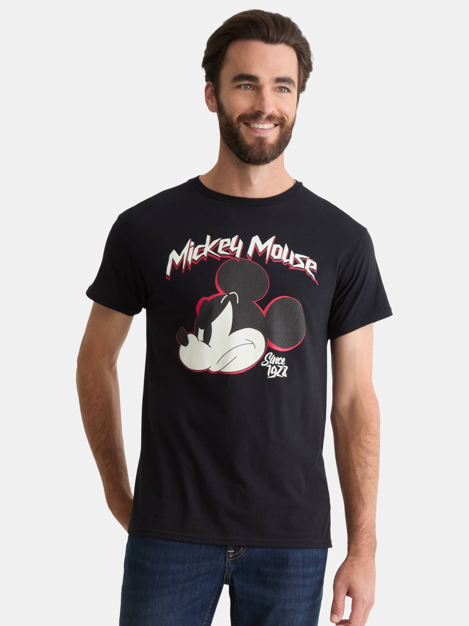 Mickey Mouse Men's and Big Men's Cotton Graphic Tee with Short Sleeves ...