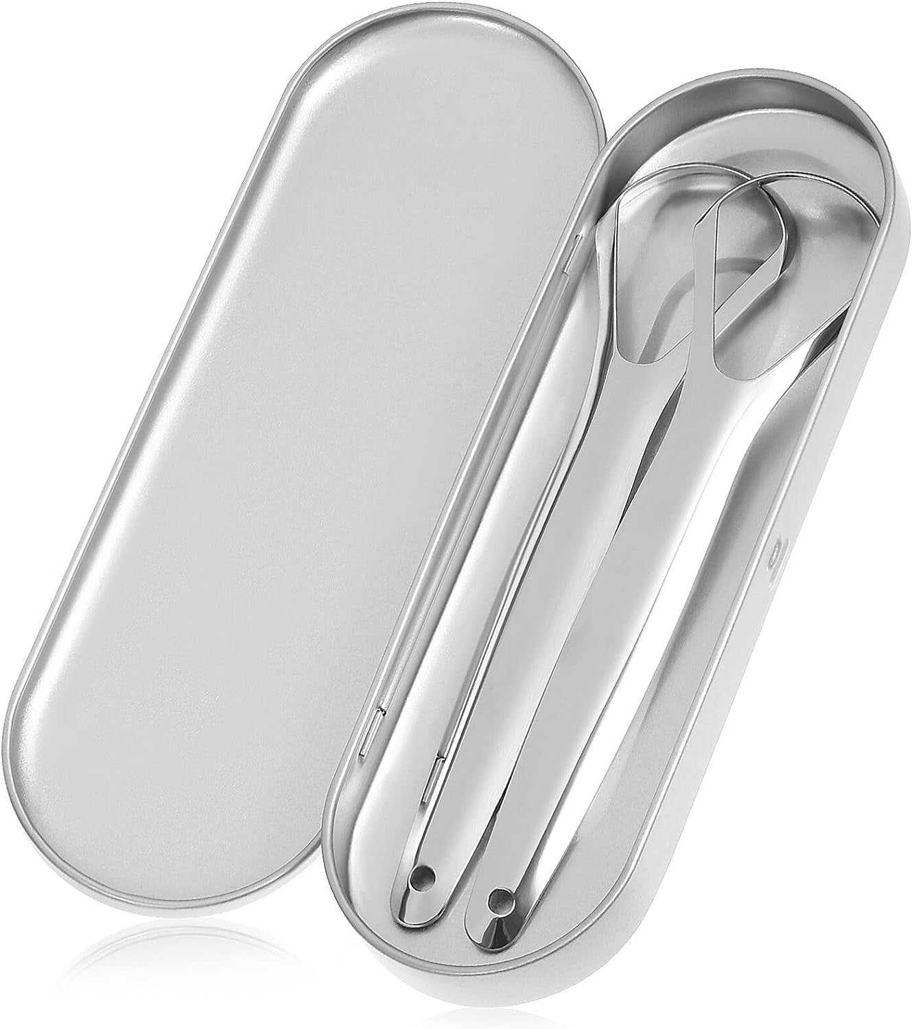 2 Pcs Tongue Scraper with Travel Case Stainless Steel Tongue Cleaner ...