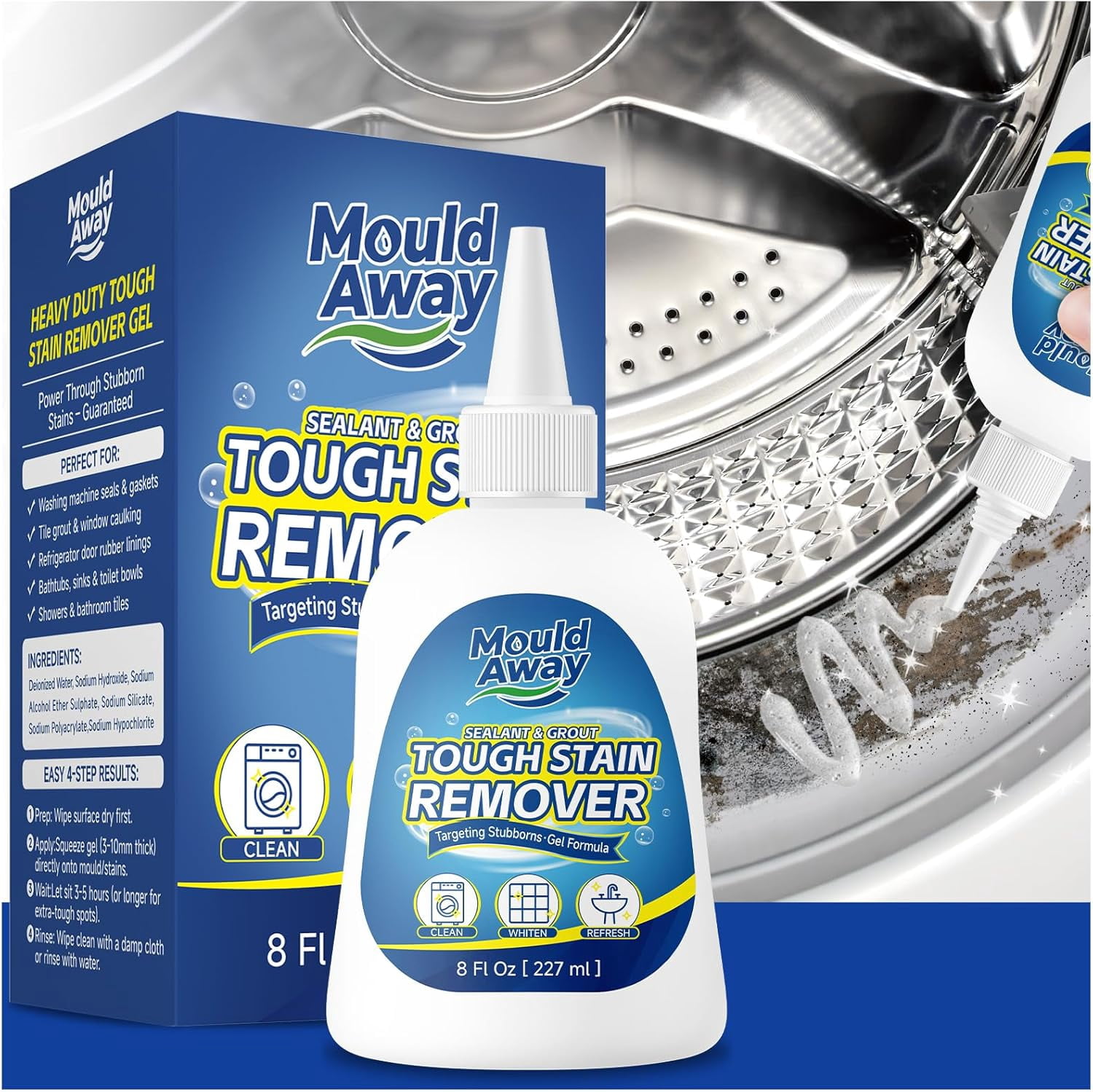 Tough Stain Remover Gel - Washing Machine Cleaner for Front Load Washer ...
