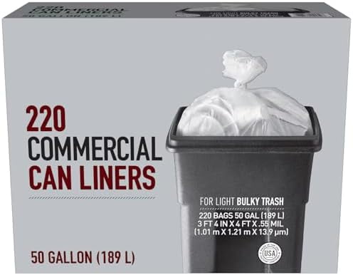 Tough and Durable 50 Gallon Commercial Can Liners, One-by-One ...
