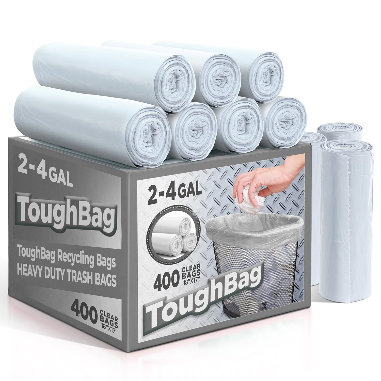 ToughBag 2 Gallon Trash Bags (400 Count) - Small Garbage Bags 2-4 ...