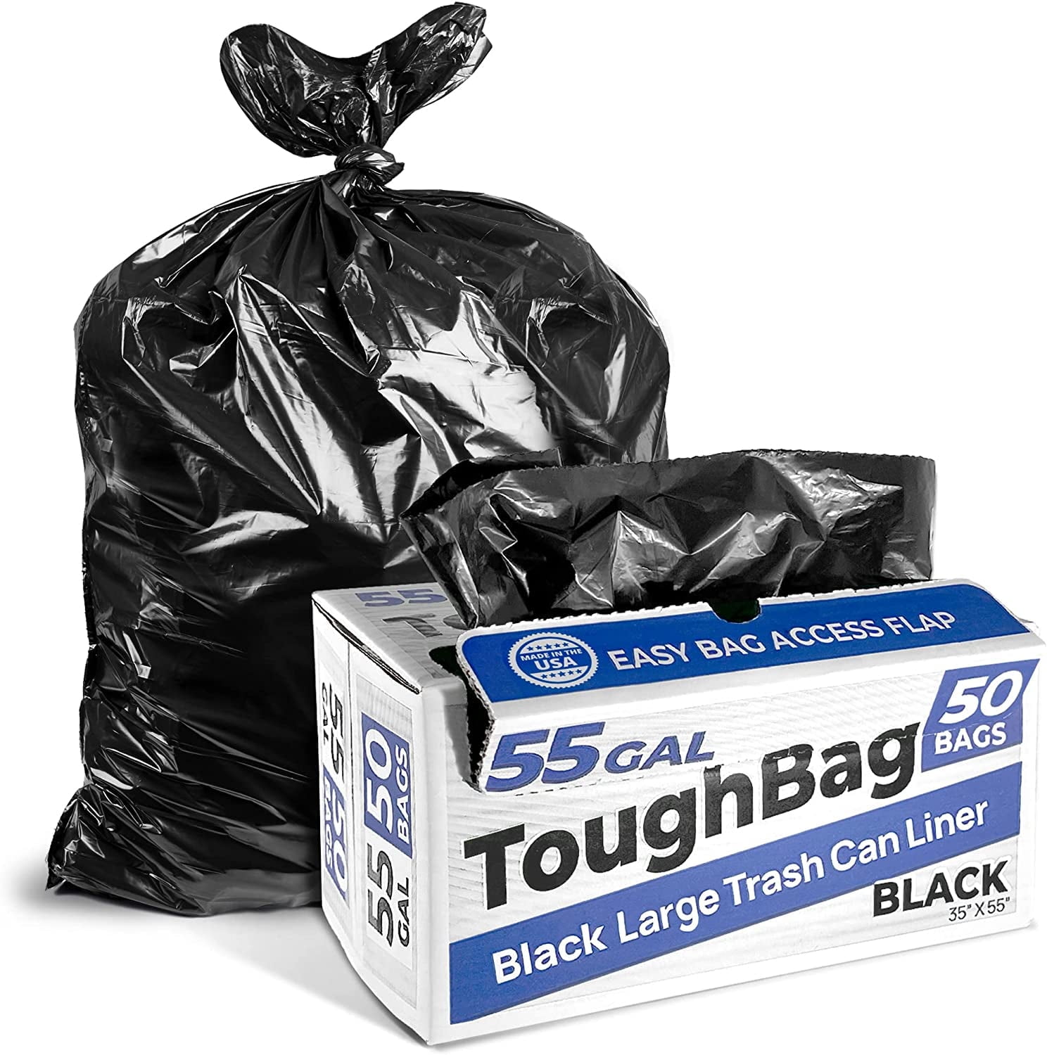 ToughBag 55 Gallon Trash Bags Heavy Duty (50 Count) - Large Trash Bags ...