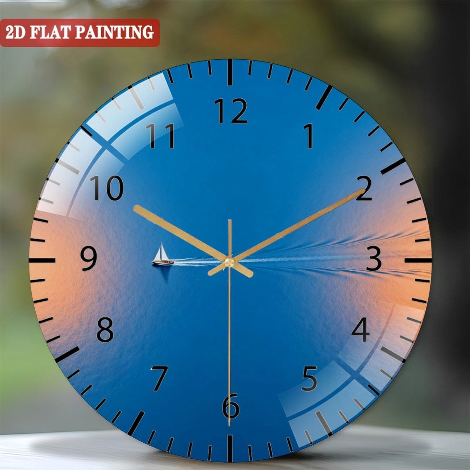 Toughened Glass Wall Clock with Coastal Nautical Silent Movement ...