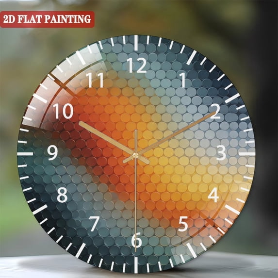 Toughened Glass Wall Clock with Colorful Dot Pattern Art Silent ...