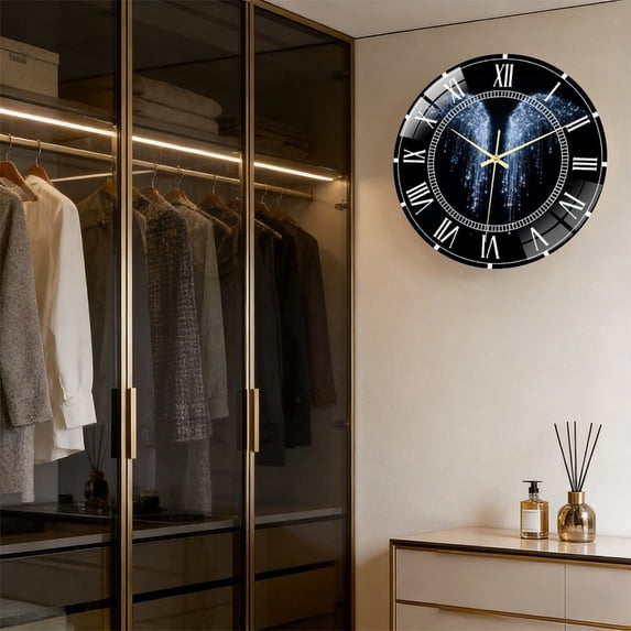 Toughened Glass Wall Clock with Mystical Art Silent Movement, Battery ...