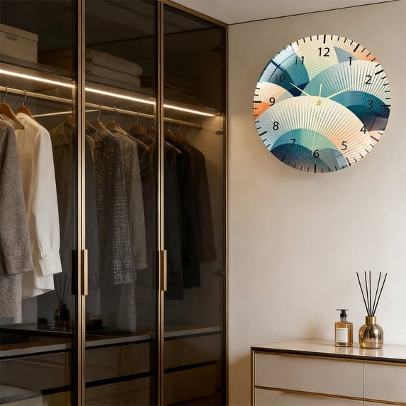 Toughened Glass Wall Clock with Geometric Abstract Silent Movement ...