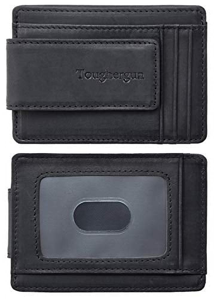 Toughergun Genuine Leather Magnetic Front Pocket Money Clip Wallet RFID ...