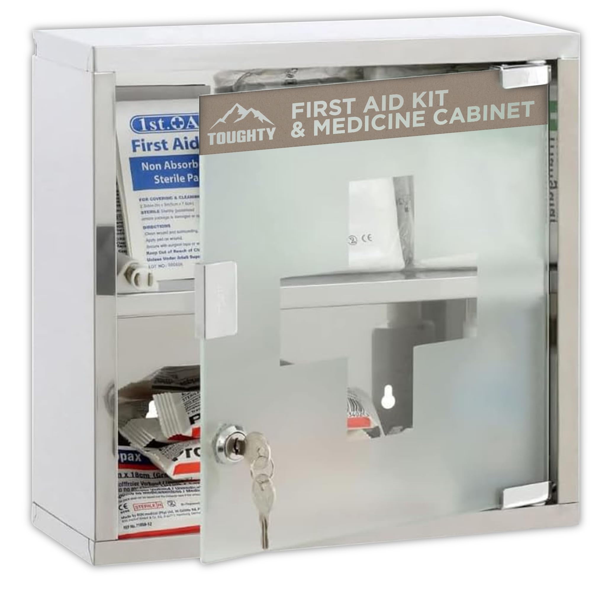 Toughty Locking Medicine Cabinet - Wall-Mounted Stainless Steel First ...