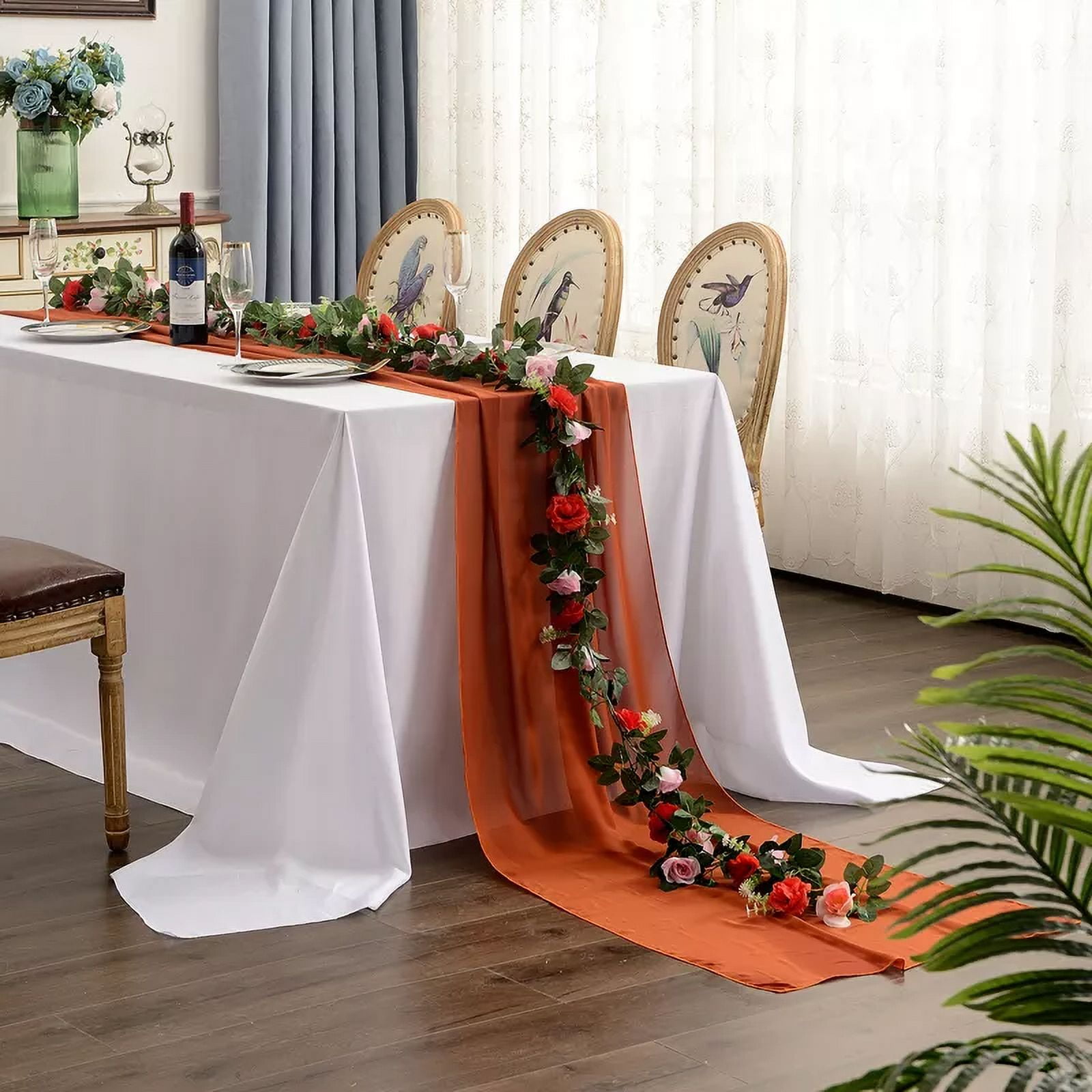 Touiyu Chiffon Table Runner Extra Premium Tablecloth for Party Dining ...