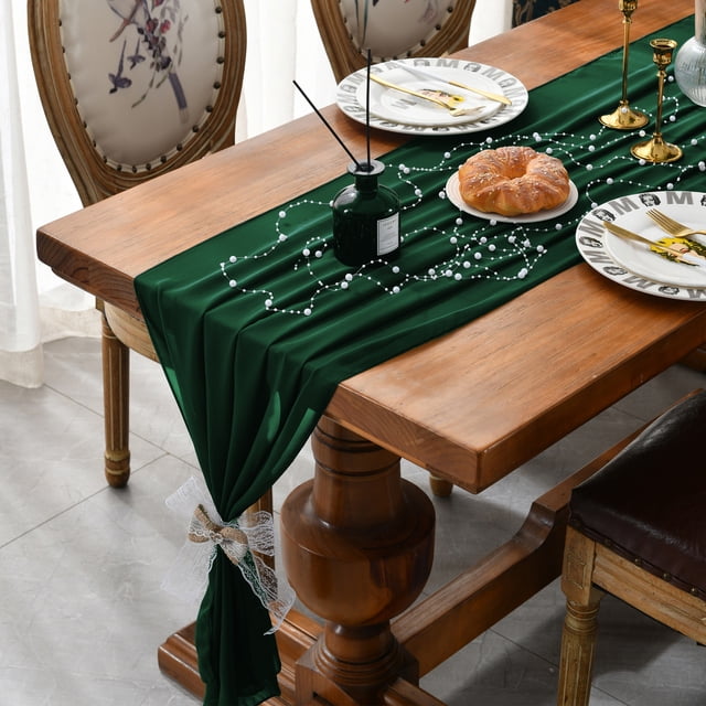 Touiyu Sheer Chiffon Luxury Solid Color Table Runner Rustic Boho ...