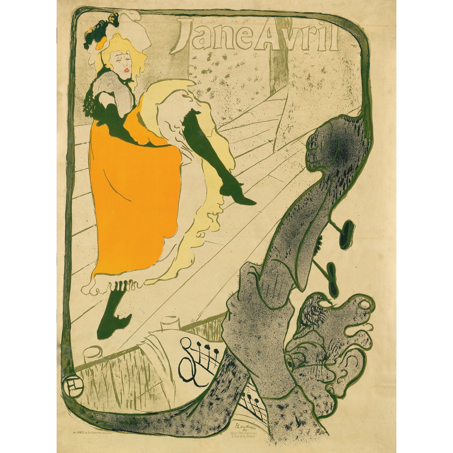 Toulouse-Lautrec Jane Avril Can-can Dancer Advert Painting Extra Large ...