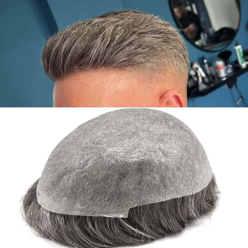 Toupee Human Hair Pieces Replacement System for men Transparent Ultra ...