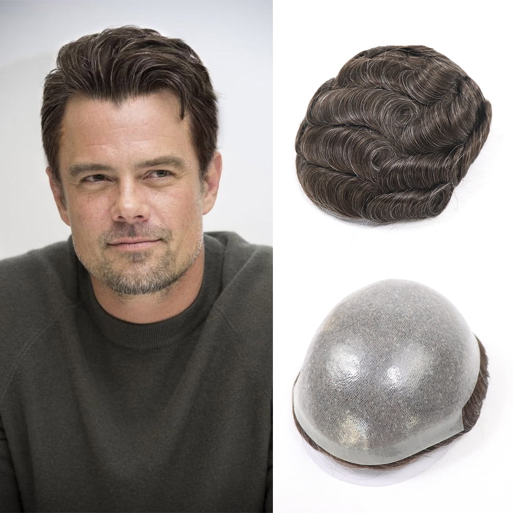 Toupee for Men 0.06mm Thin Skin PU Men's Hairpiece European Virgin ...
