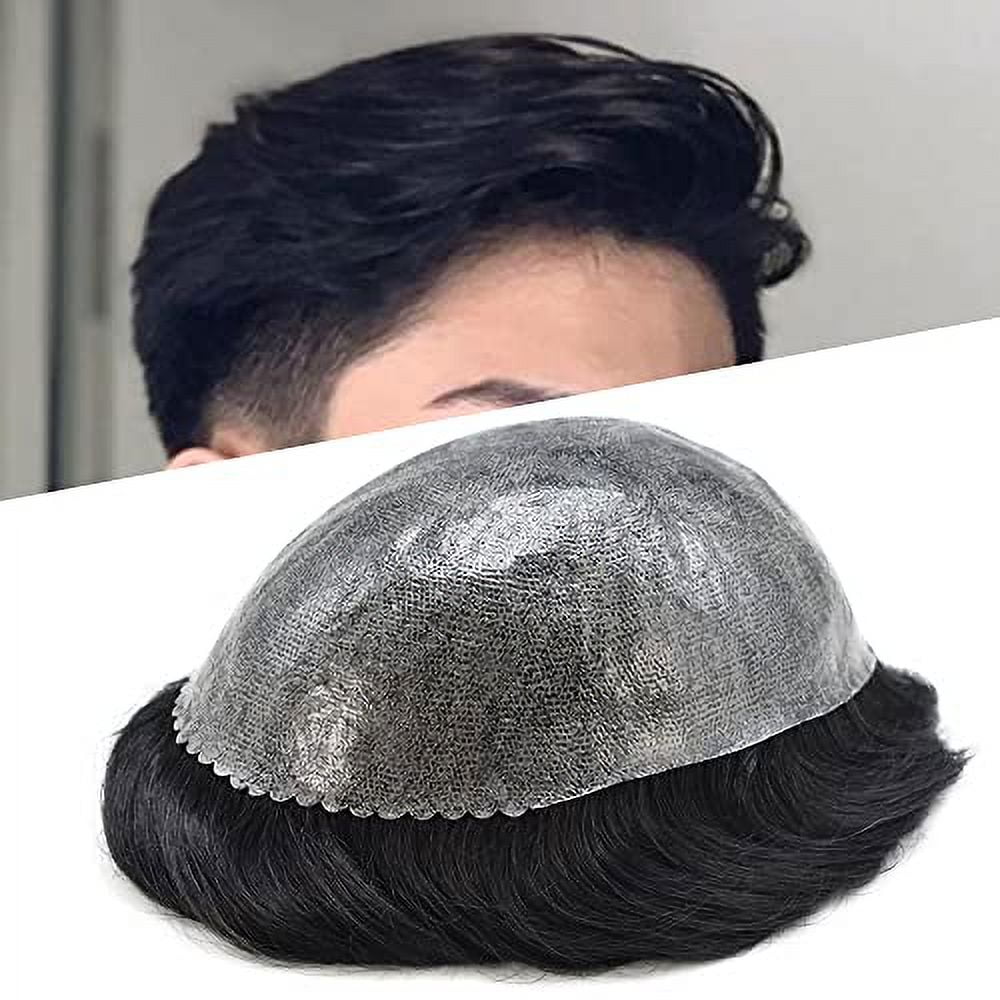 Toupee for Men Hair Replacement Systems Thin Skin Mens Toupee Full PU ...