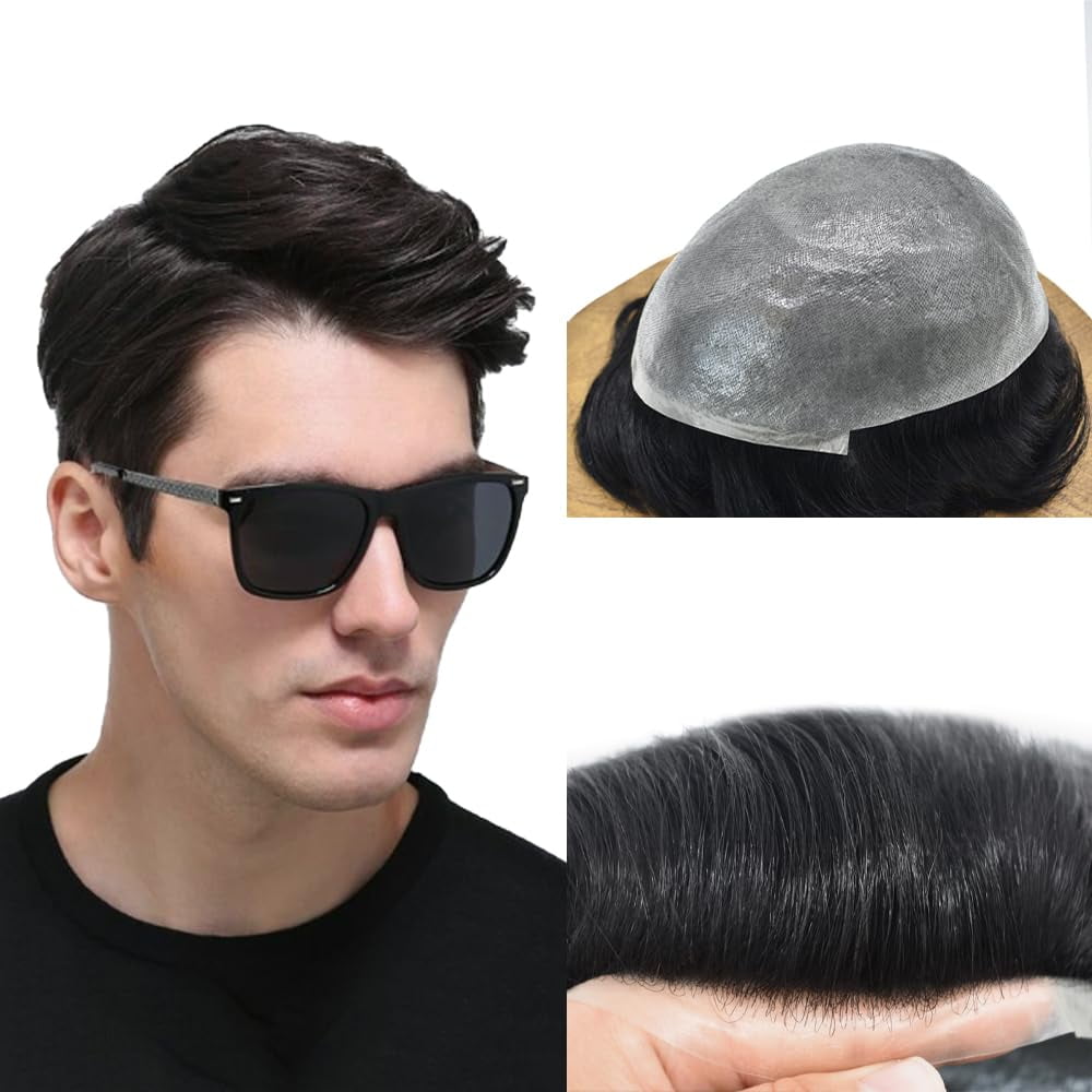 Toupee for Men Hair System Replacement Mens Toupee Hairpieces ...