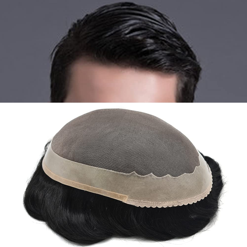 Toupee Wigs Hair System for Men Human Hair Piece Replacement Fine Mono ...