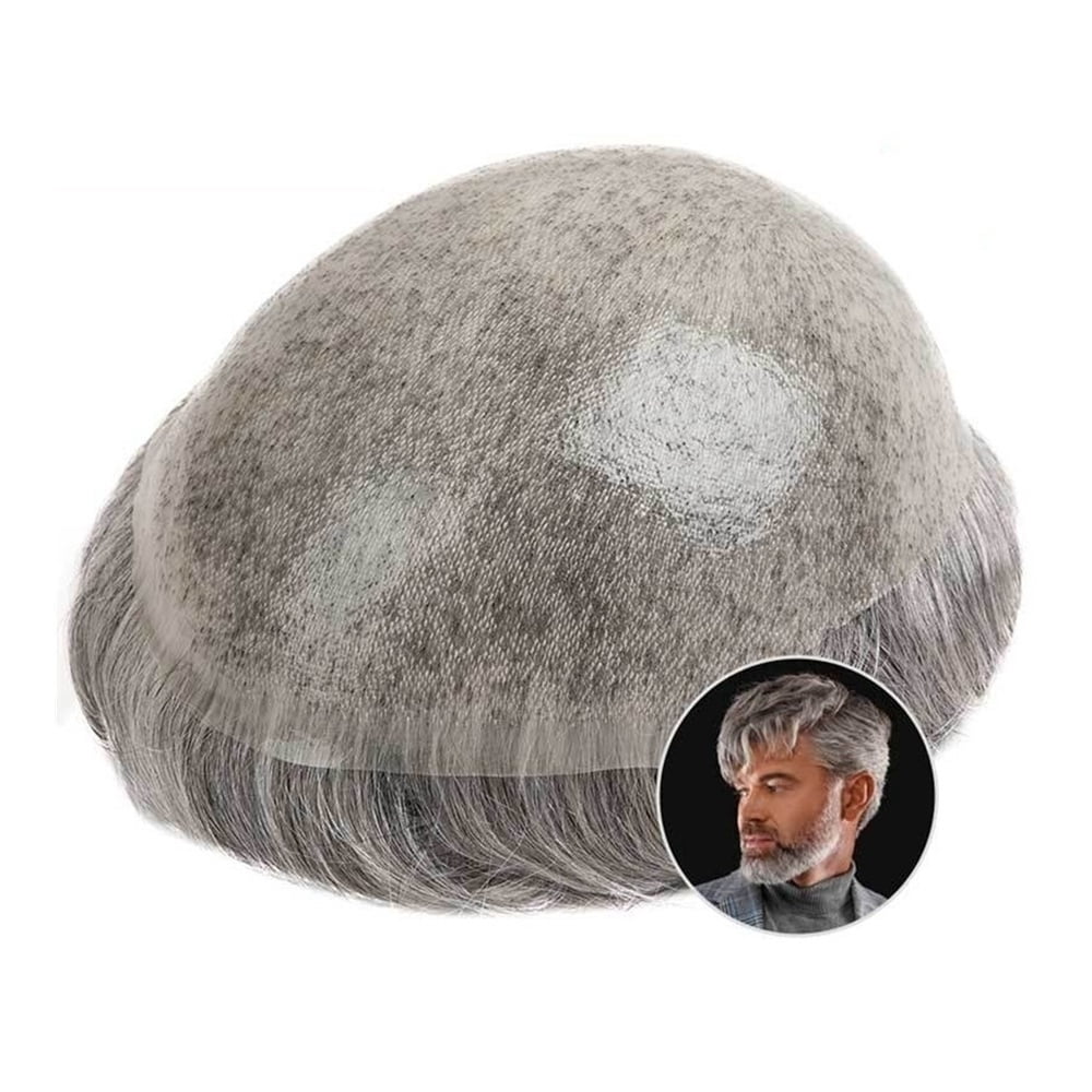 Toupee for Men Double Knots 0.1-0.12mm Poly PU Skin Male Hair ...