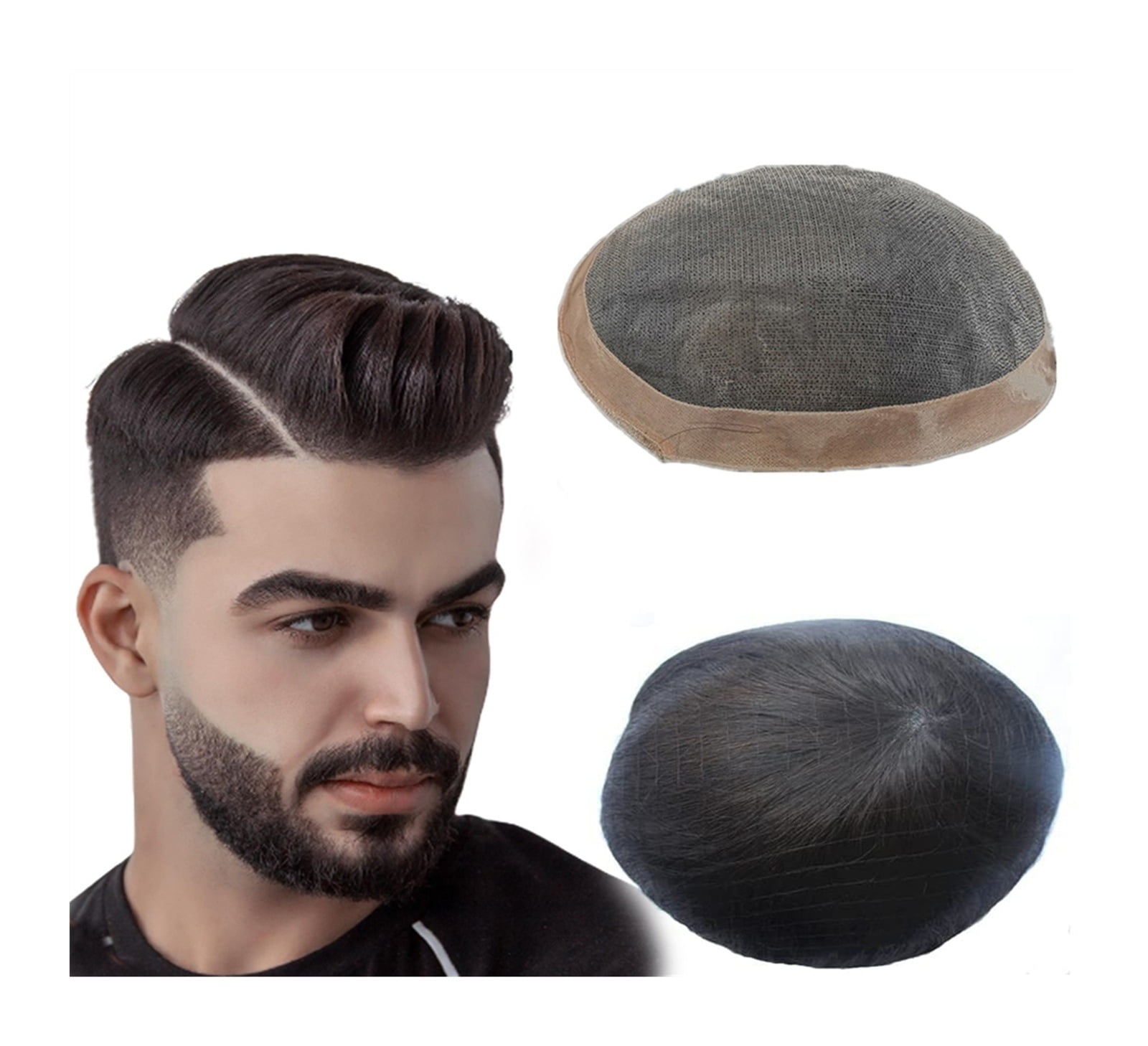 Toupee for Men Fine Mono Top and Poly Coating Around Men's Hairpiece 6 ...