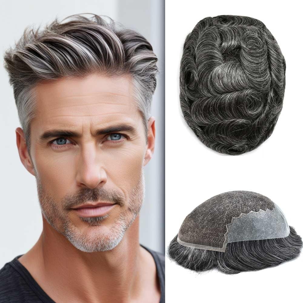 Toupee for Men Human Hair Replacement System 7"x9" Fine Mono Toupee ...