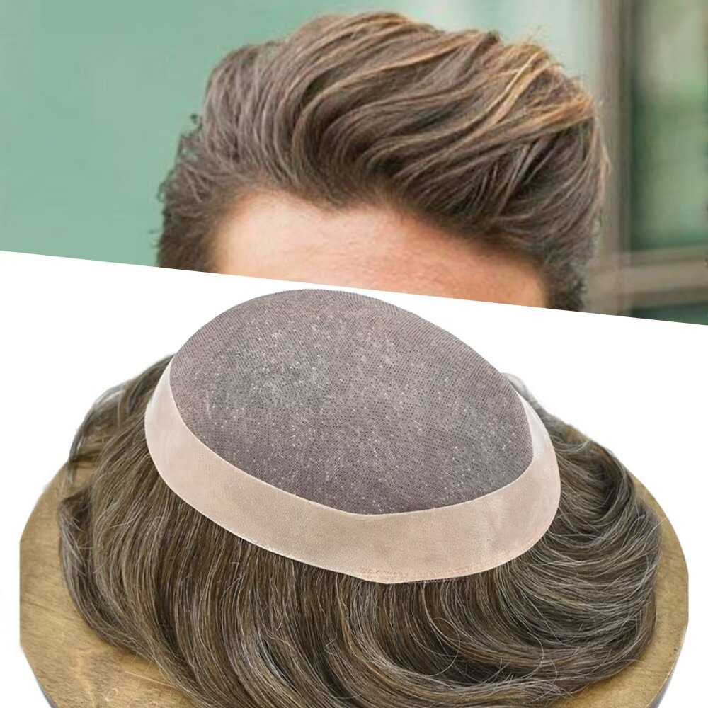 Toupee for Men Human Hair Replacement System 8