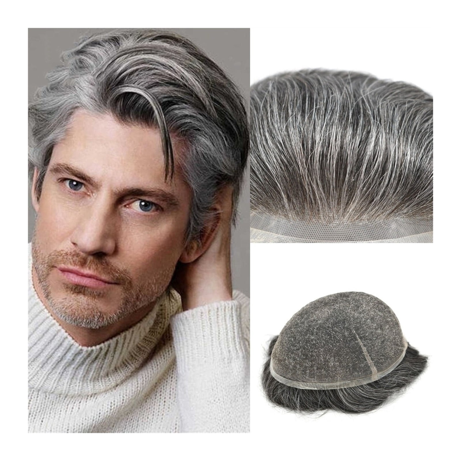 Toupee for Men Human Hair System Hairpieces Full Swiss Lace Mens Toupee ...