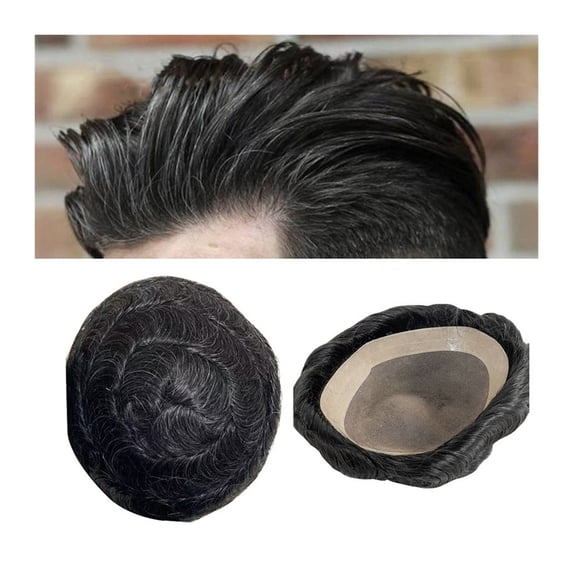 Toupee for Men Human Hair Wig Fine Mono and NPU Base Men's Toupee ...