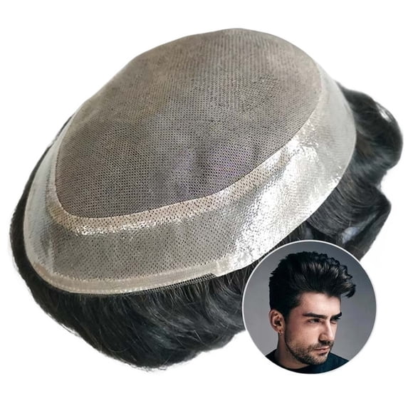 Toupee for Men, Indian Remy Hair Piece Men Human Hair Replacemnt System ...