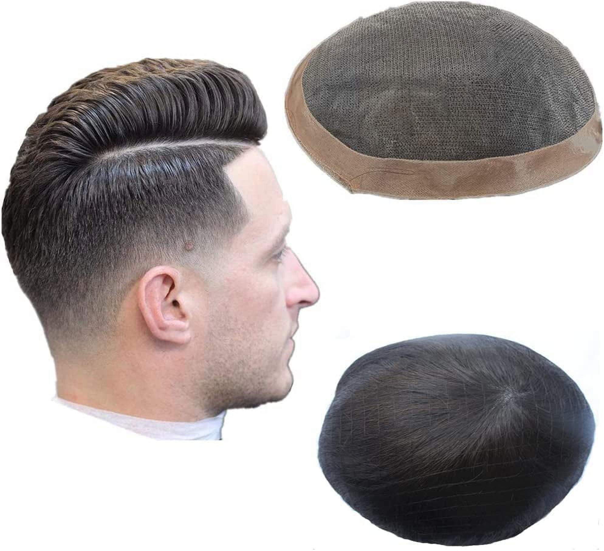 Toupee for Men NLW Fine Mono men hair pieces Natural Black Mens Toupee ...