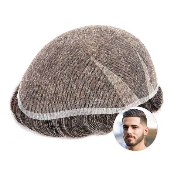 Toupee for Men Real Human Hair 8x10 inch Soft Swiss Lace Male Hair ...