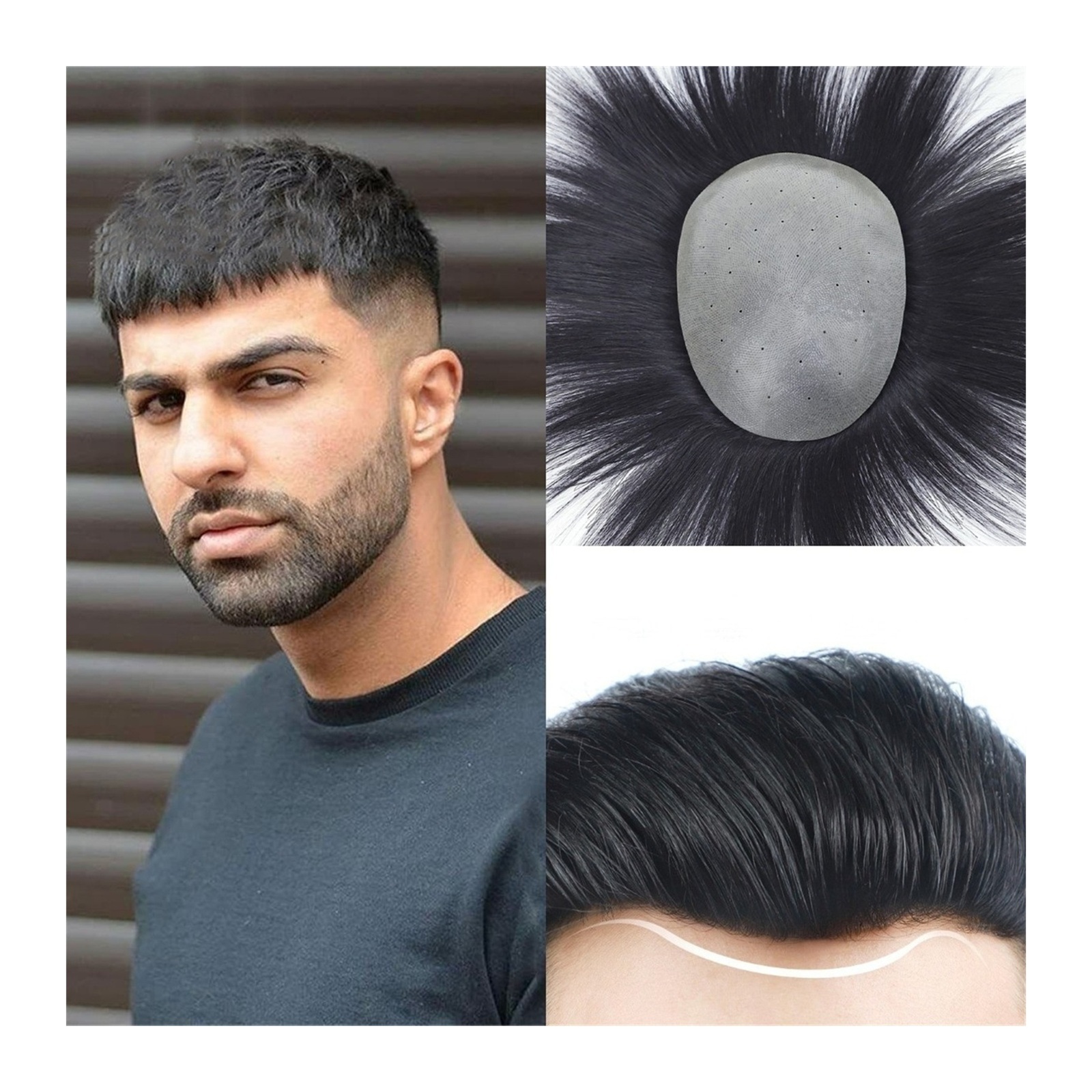 Toupee for Men Thin Skin V-looped PU Base Hair pieces for Men Straight ...