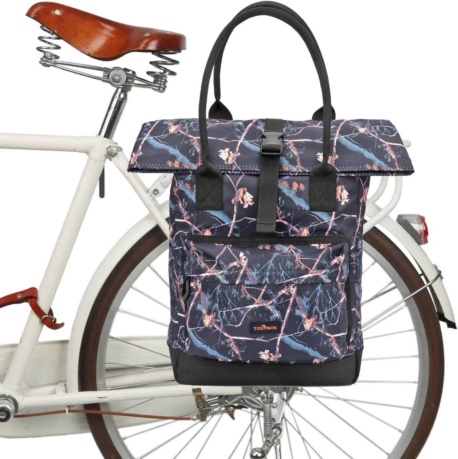 Bike Pannier Bag TOURBON Nylon Bicycle Rolltop Backpack Pannier ...