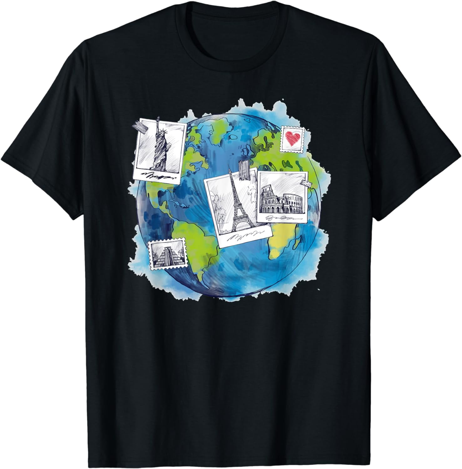 Tourism - Love to Travel - World Globe Destinations T-Shirt - Walmart.com