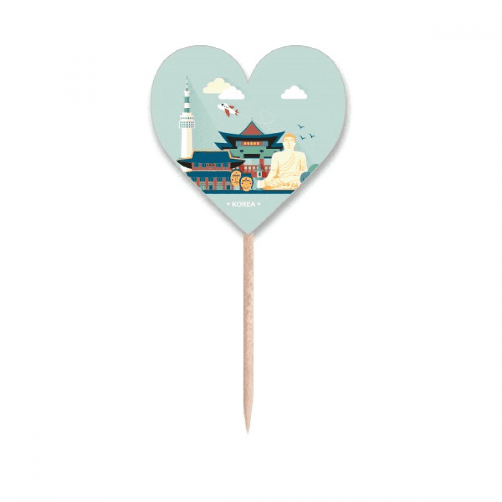 Tourist Attractions in Seoul Korea Toothpick Flags Heart Lable Cupcake ...