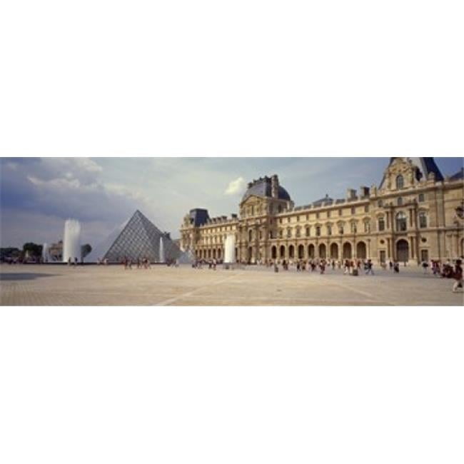 Tourists near a pyramid, Louvre Pyramid, Musee Du Louvre, Paris, Ile-de ...