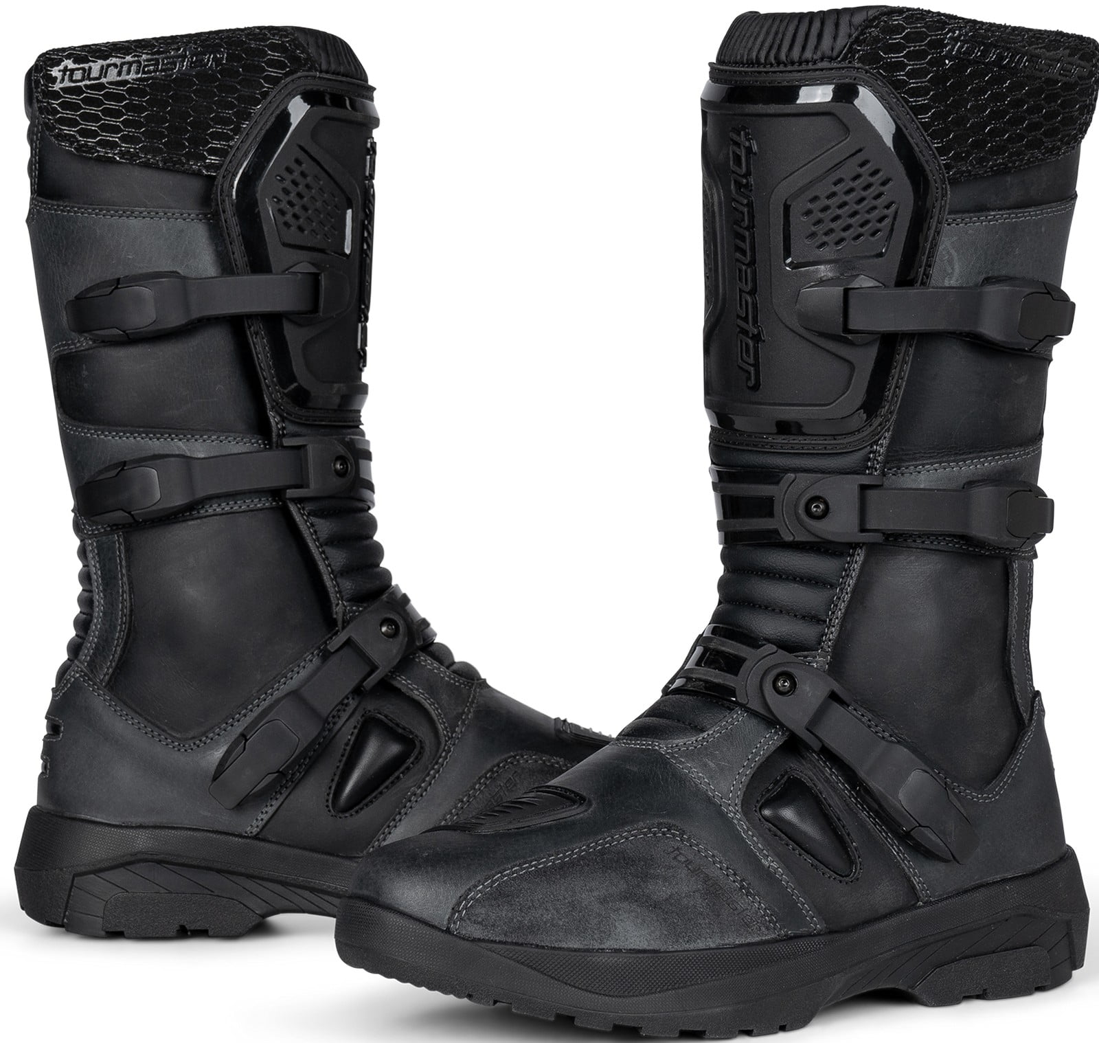 Tourmaster Highlander ADV Mens Leather Motorcycle Boots Black/Gray 9 ...