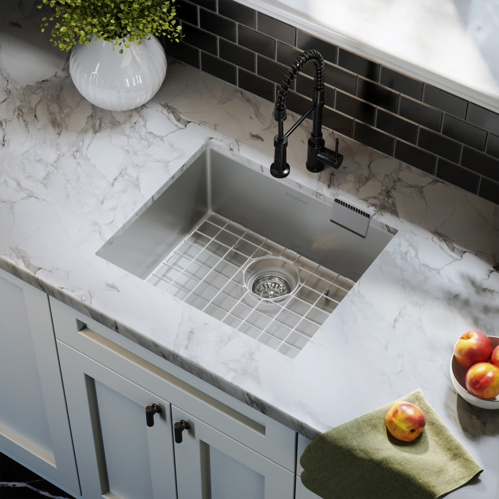 Tourner 21 x 18 Stainless Steel, Single Basin, Undermount Kitchen Sink ...