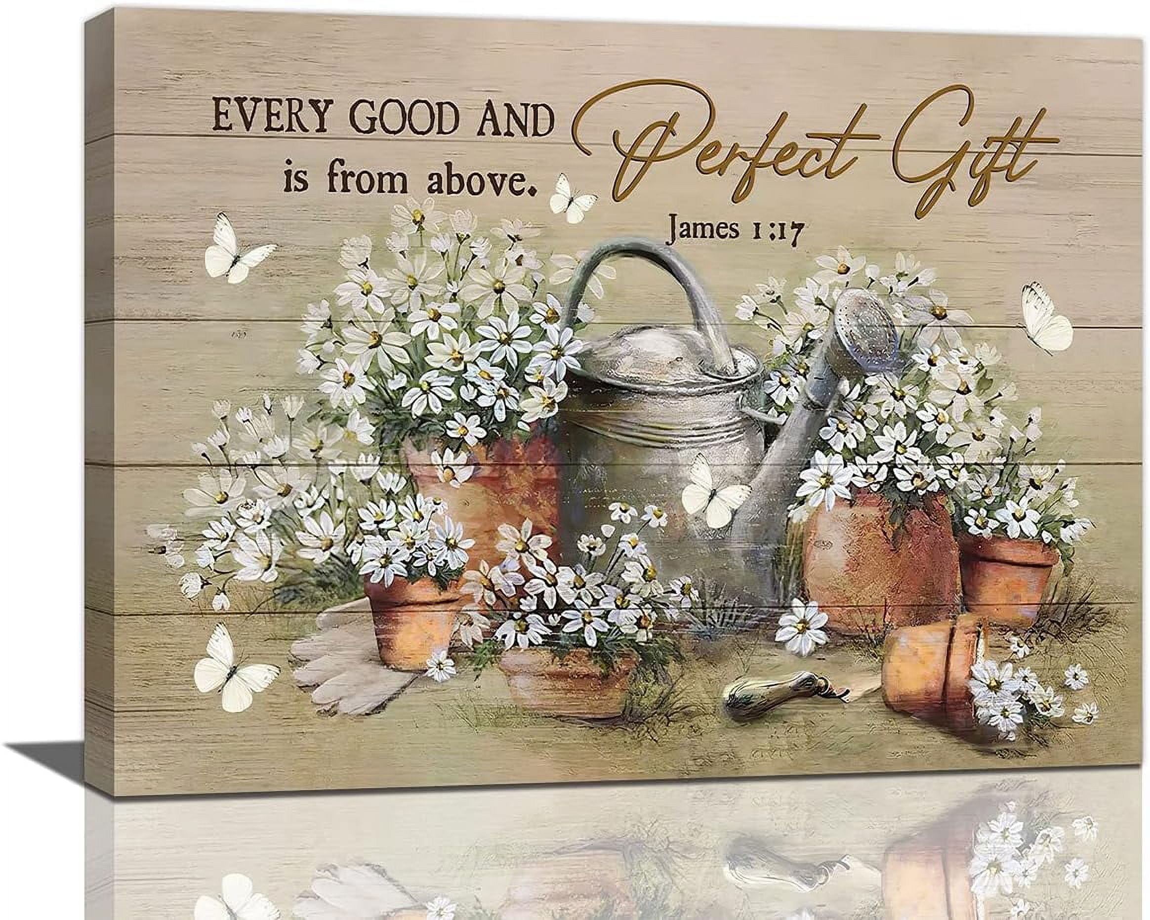Tourrest Farmhouse Daisy Bathroom Wall Art Scripture Bible Verse Decor ...
