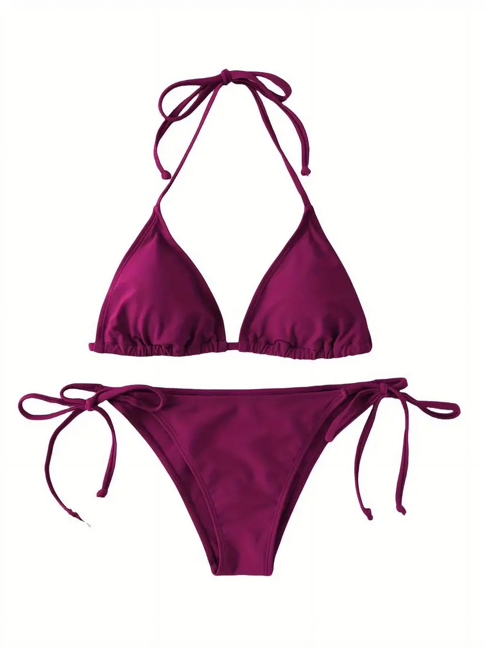 Touzsjo Women Sexy Vintage Bikini Sets Halter String Tie Side Two Piece ...