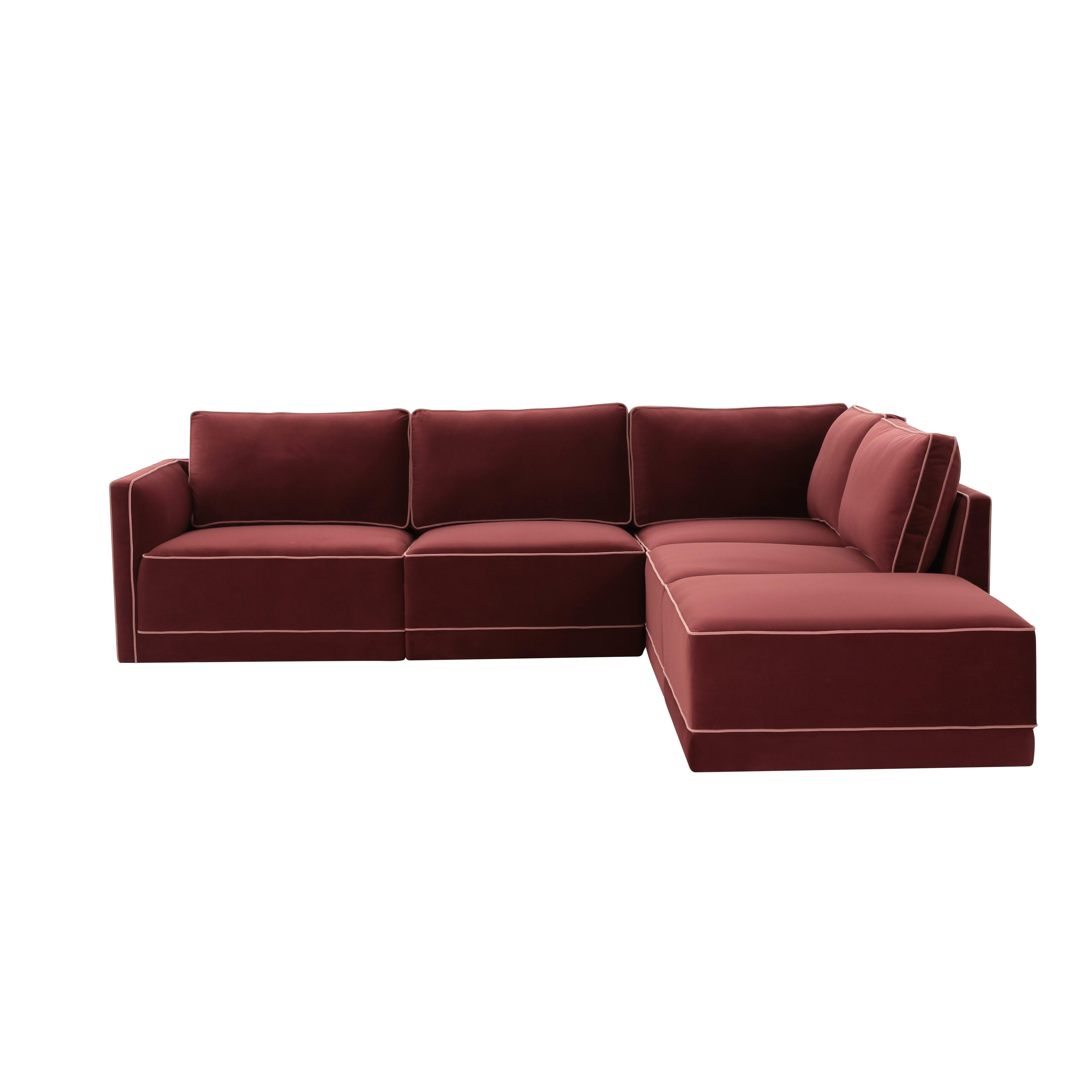 Tov Furniture Willow Berry Red Modular RAF Sectional - Walmart.com