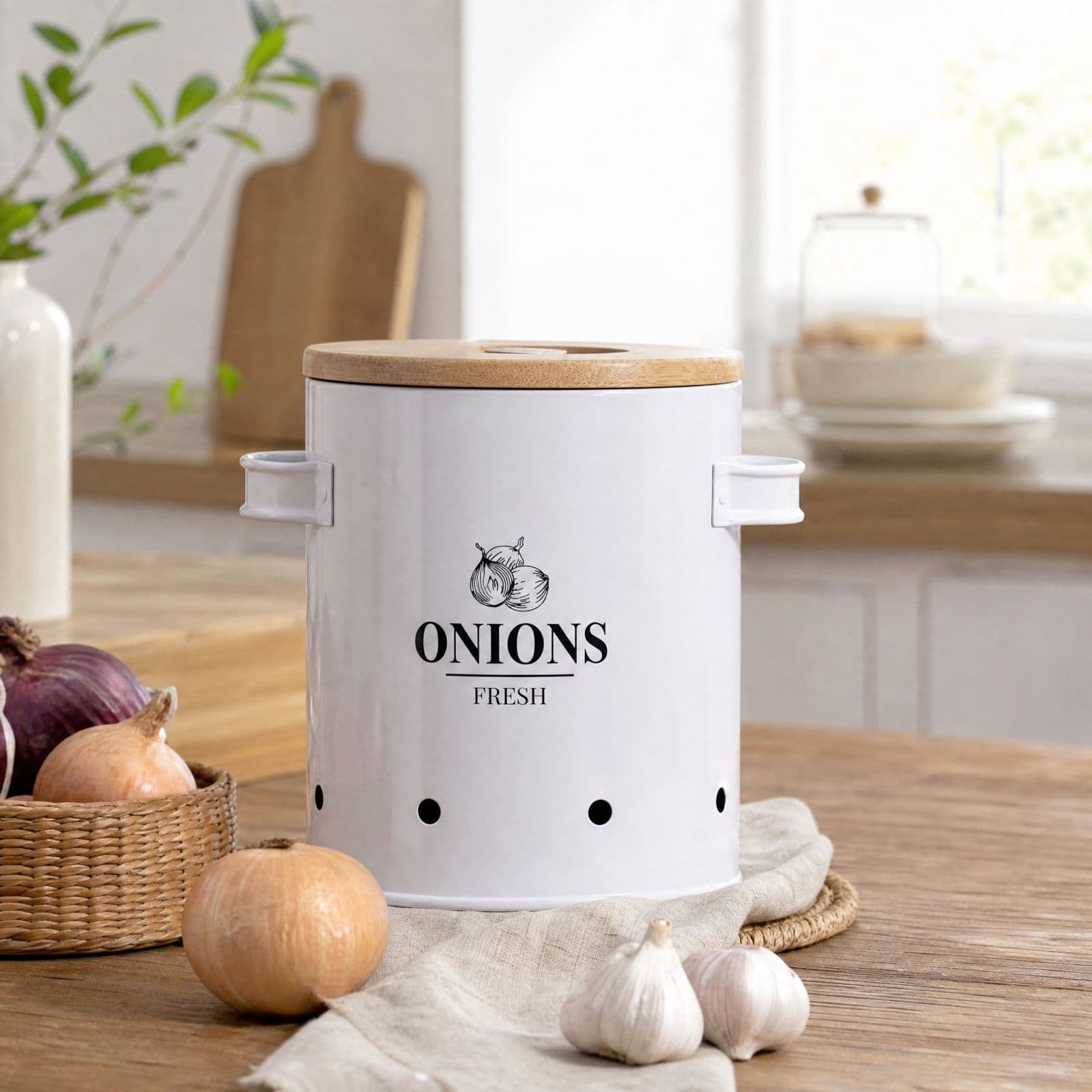 Tovaris Kitchen Vegetable Storage Canister, Metal Potato Garlic ...