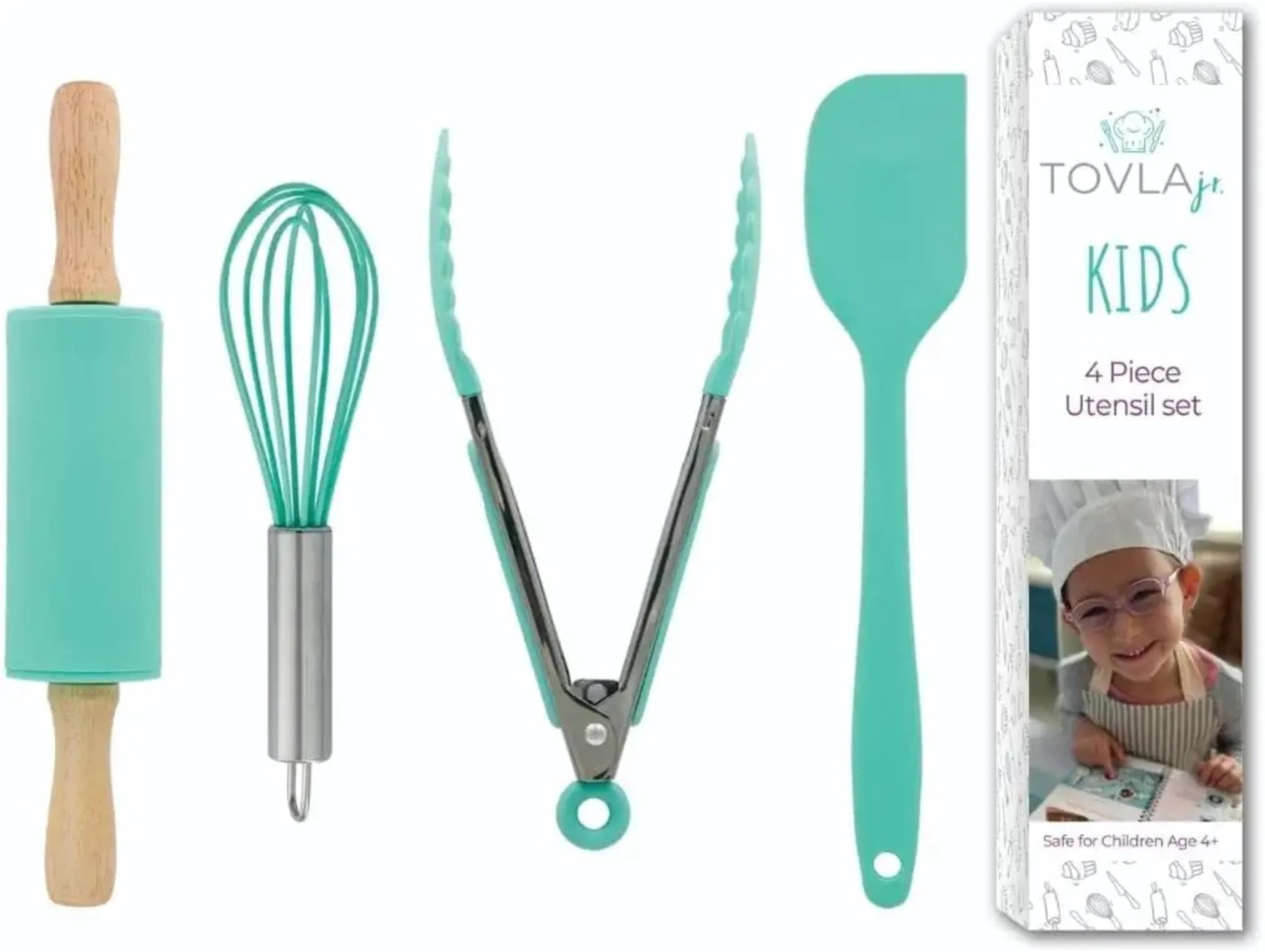 Tovla Jr. Kids Cooking Set - 4-Piece - Safe Baking Kit - Toddler Chef ...