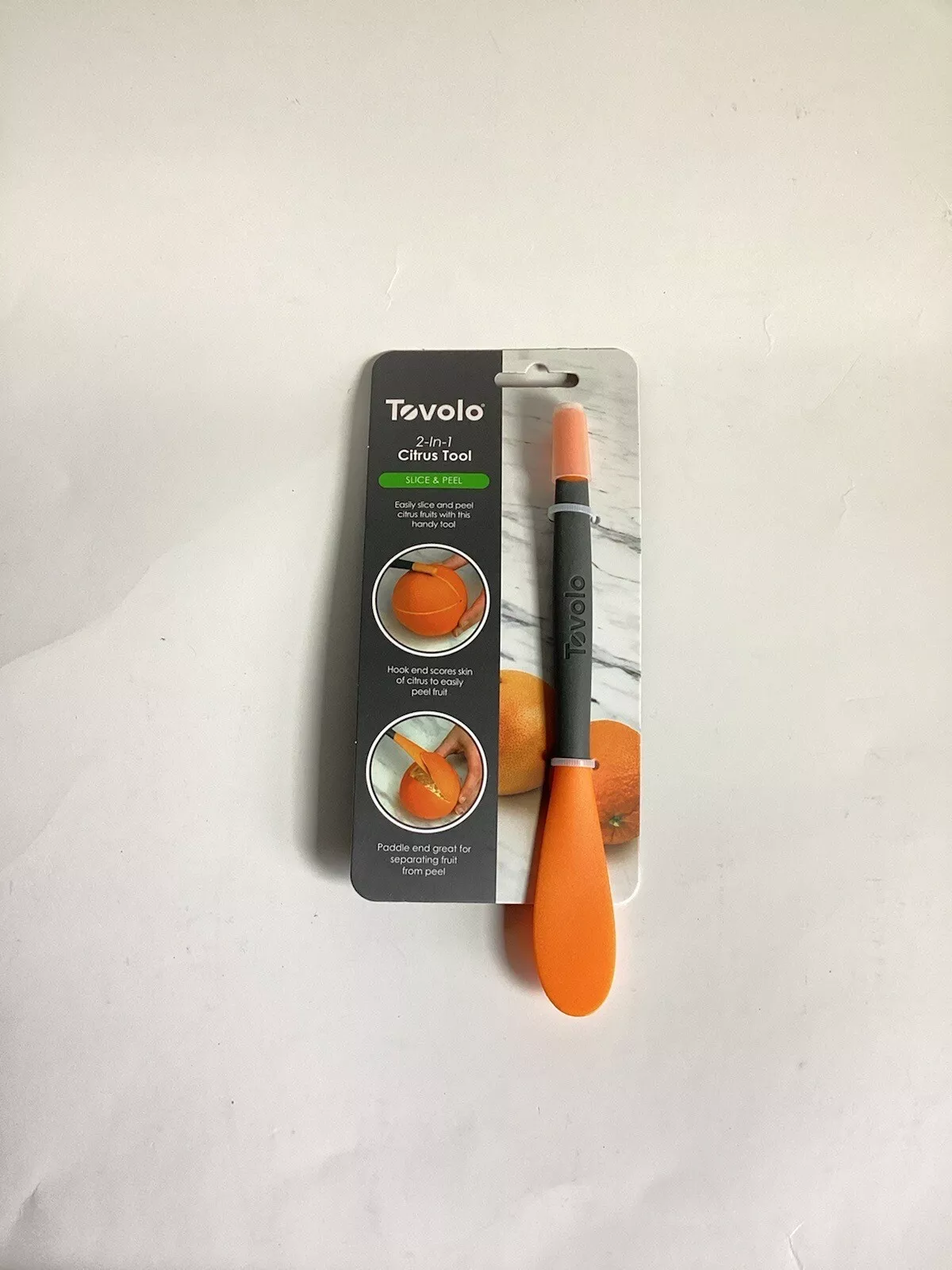 Tovolo 2-In-1 Citrus Hand Tool Slice & Peel Orange/Gray BPA Free ...