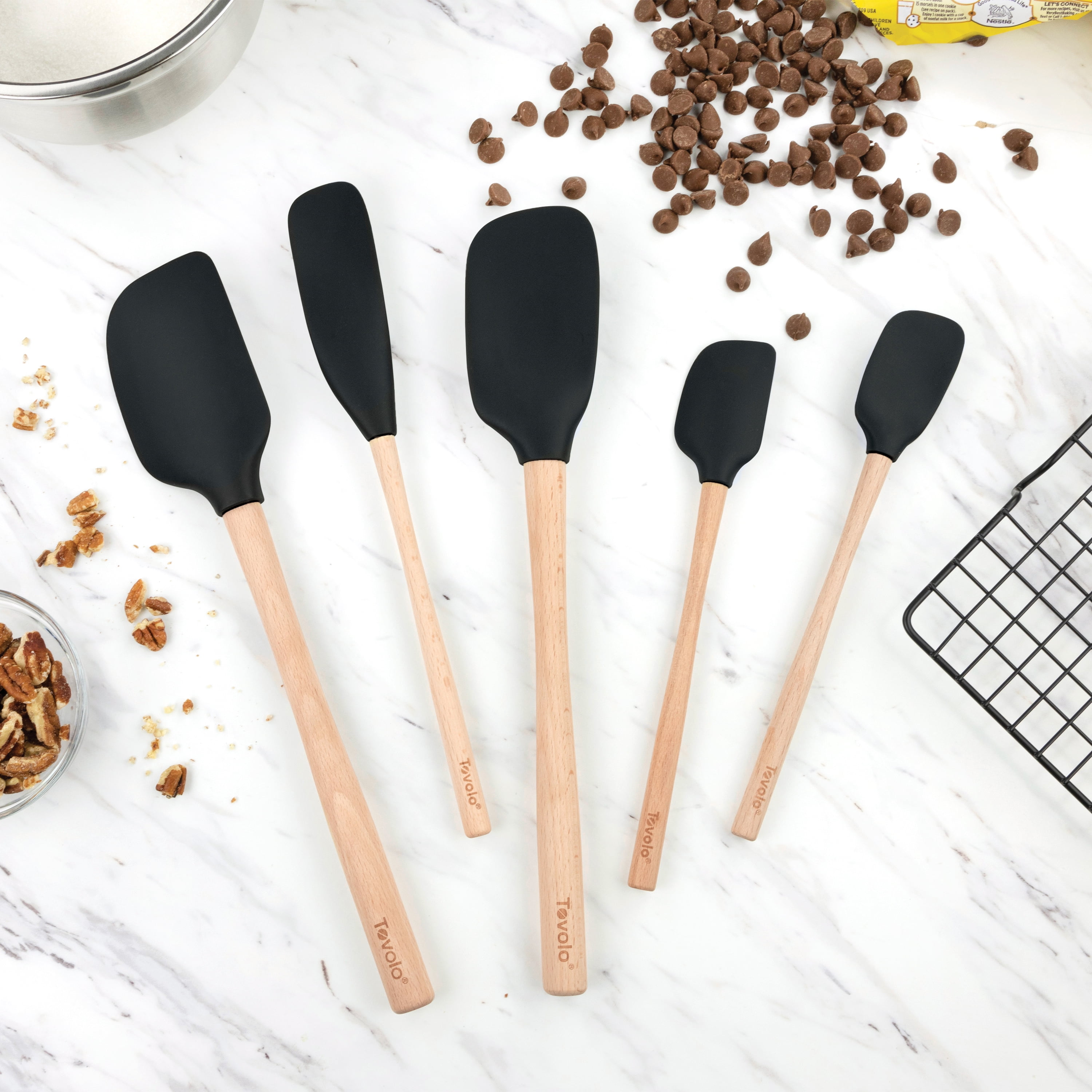 Tovolo Flex-Core Spatula Wood Handled Set (Set of 5) - Black - Walmart.com